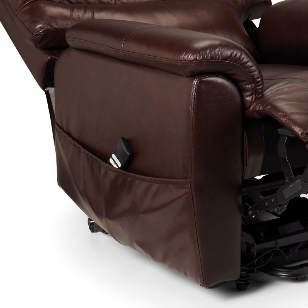 Pullman Brown Leather Rise and Recline Chair
