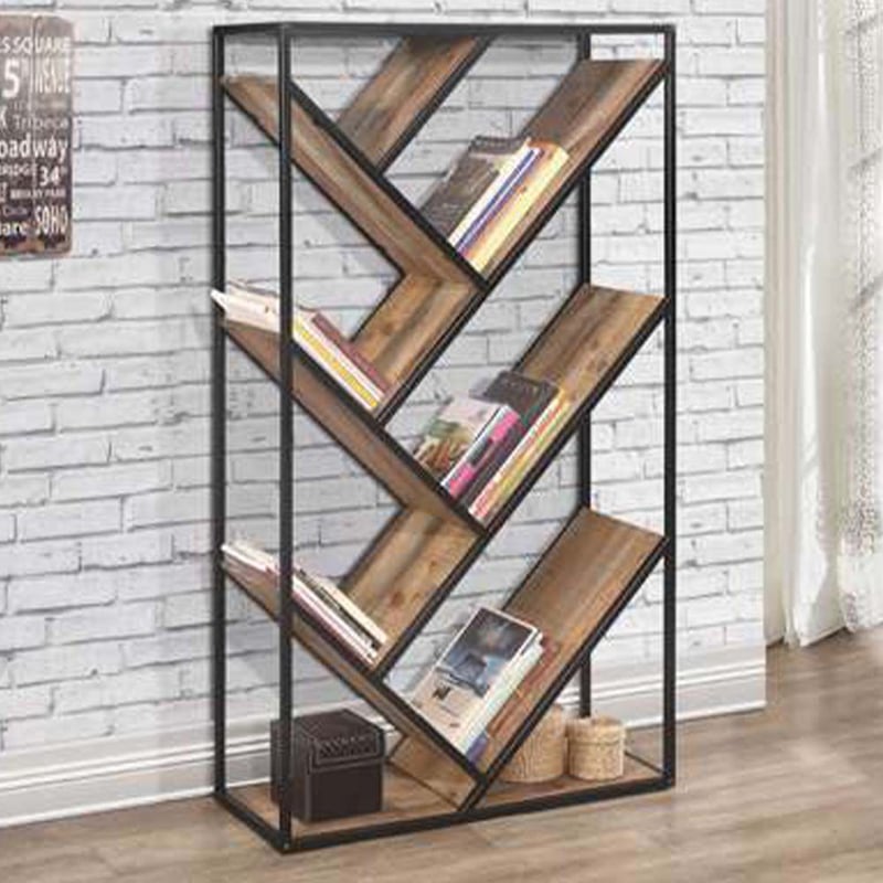 Urban Rustic Oak Wooden Diagonal Bookcase